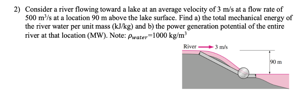 Solved Consider a river flowing toward a lake at an average | Chegg.com