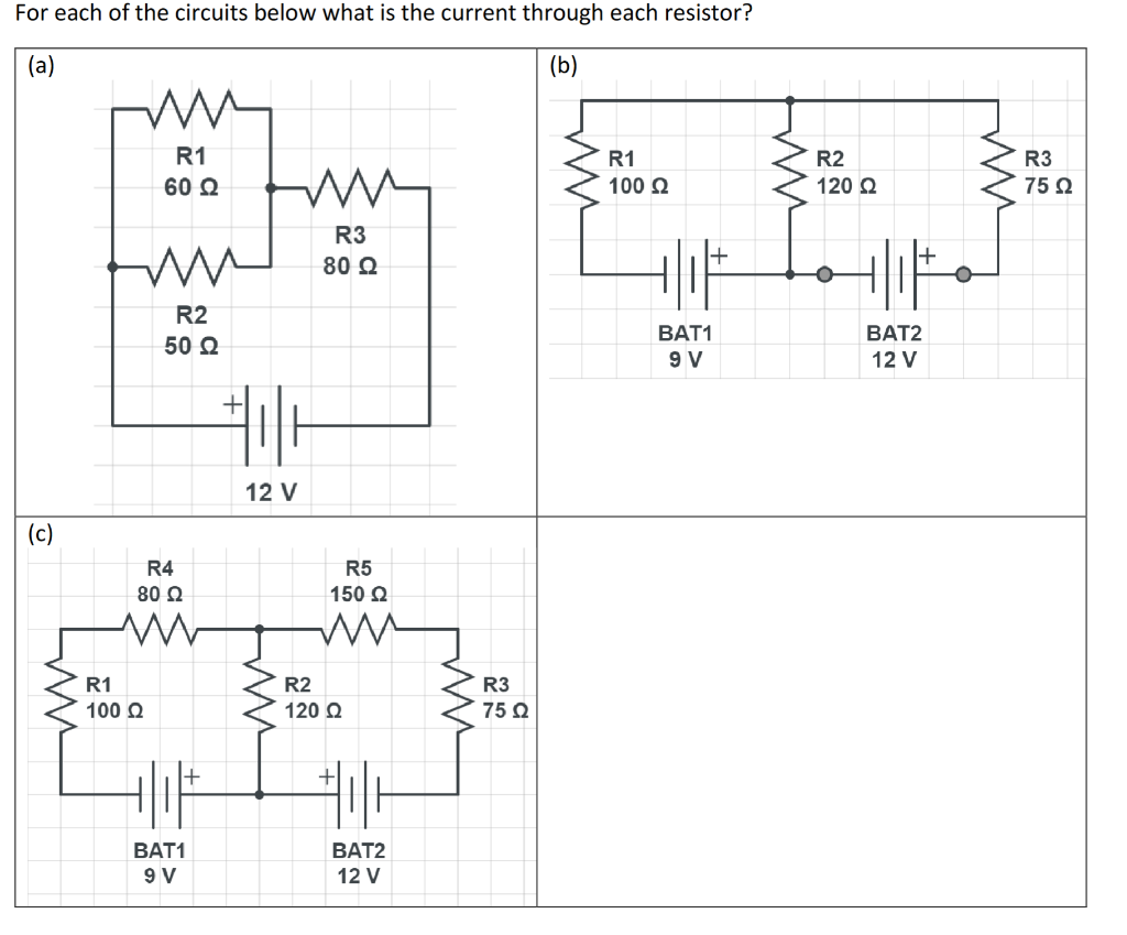 Solved For each of the circuits below what is the current | Chegg.com