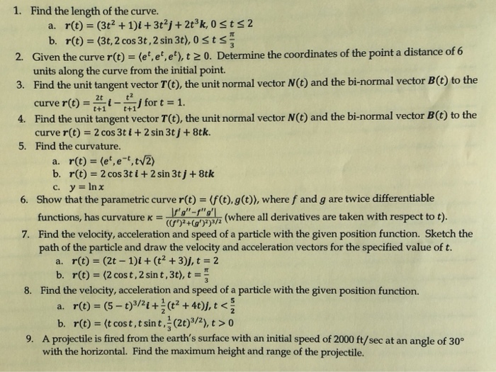 Solved 1. Find the length of the curve. a. r(t) (3t2+1)i | Chegg.com