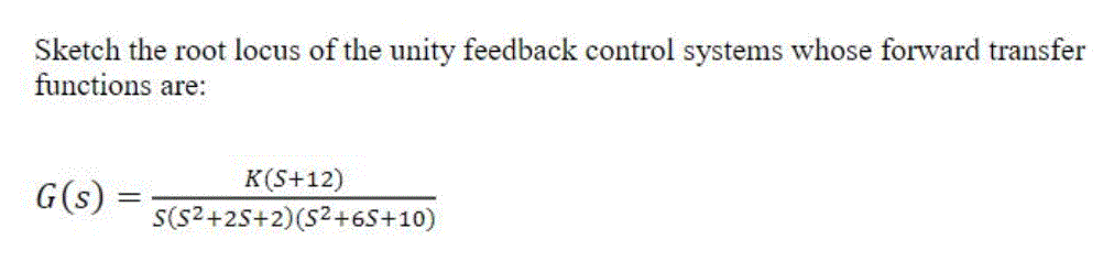 Sketch the root locus of the unity feedback control | Chegg.com