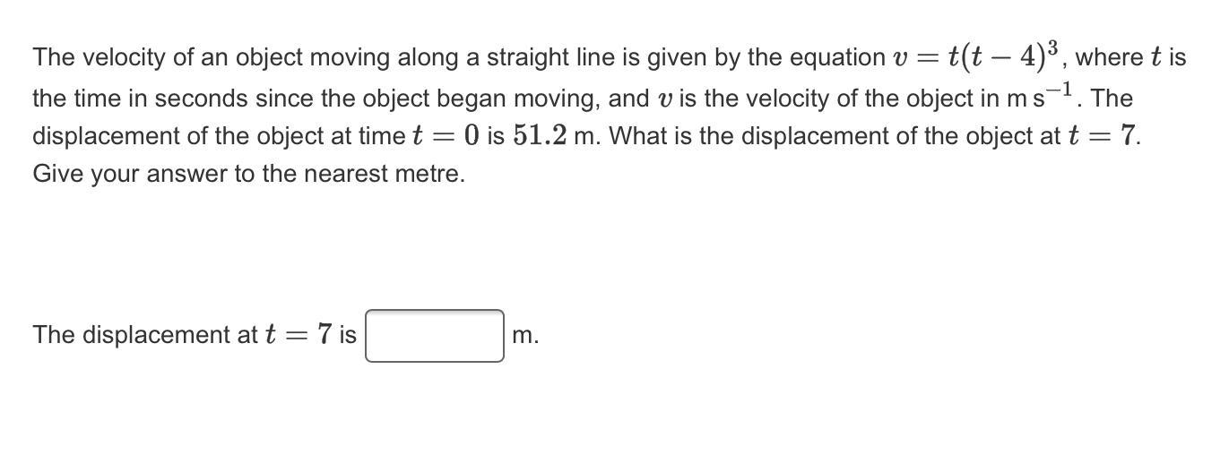Solved The velocity of an object moving along a straight | Chegg.com