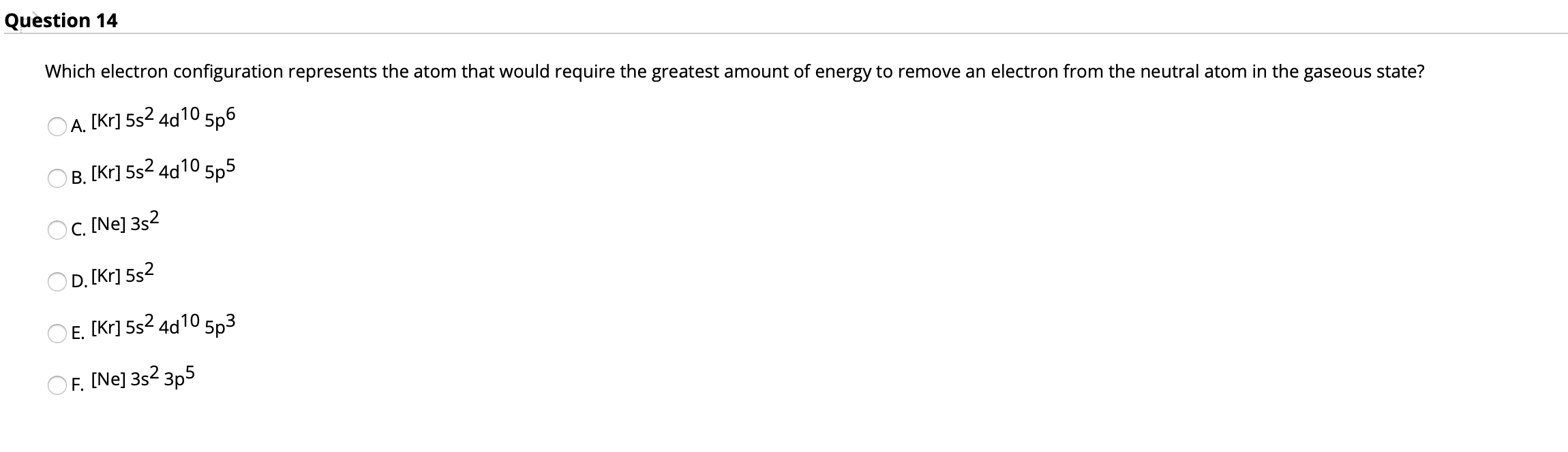Solved Question 12 Which Electron Configuration Represents