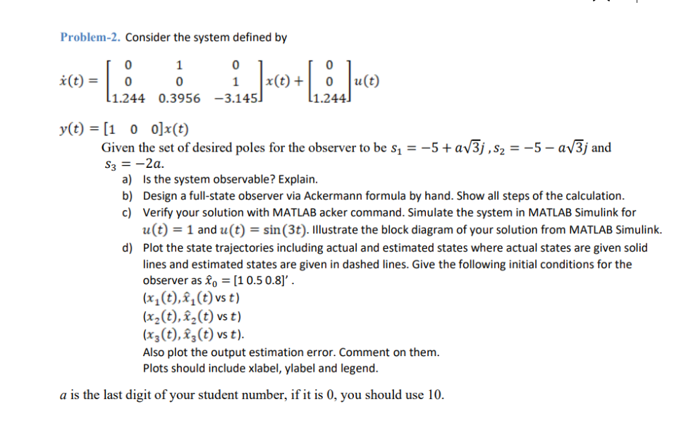 Solved Problem-2. Consider the system defined by | Chegg.com