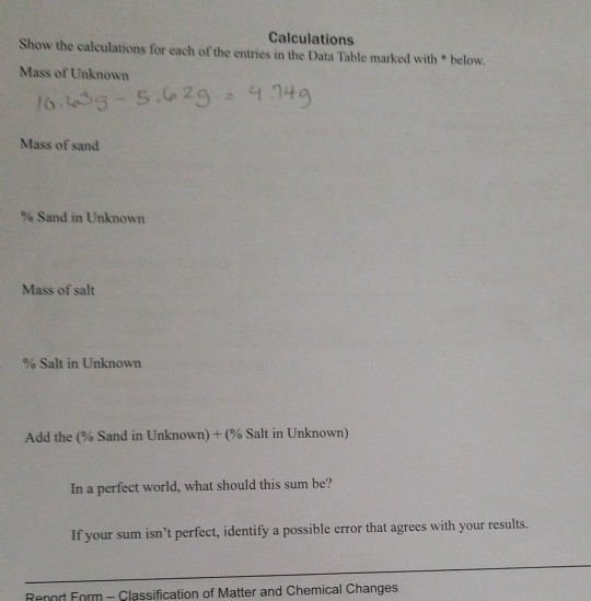 Solved Unknown Classification as Pure Observation Substance, | Chegg.com