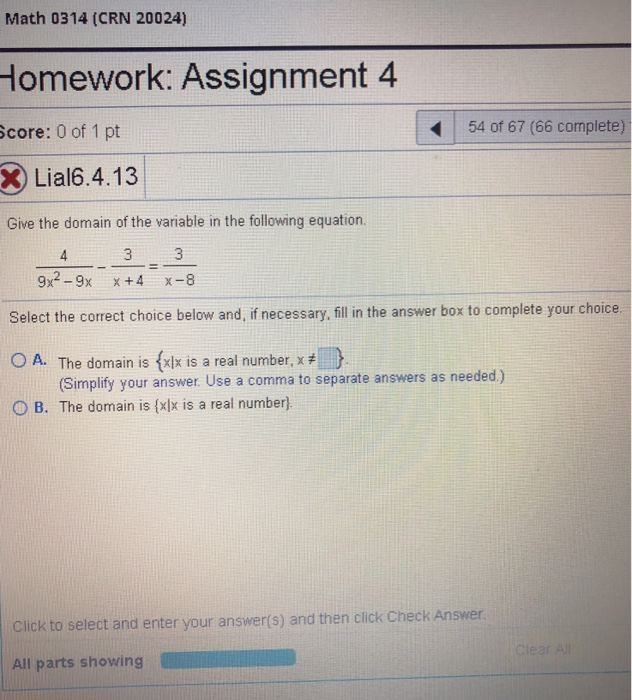 Solved Math 0314 (CRN 20024) Homework: Assignment 4 core: 0 | Chegg.com