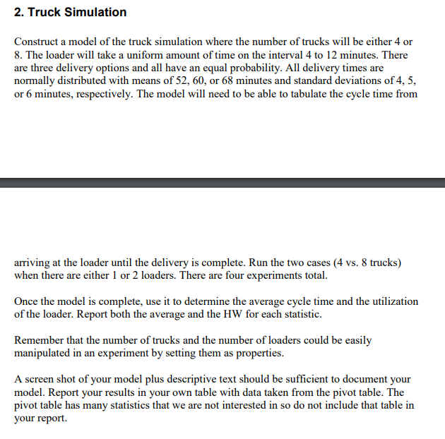 2. Truck Simulation Construct a model of the truck | Chegg.com