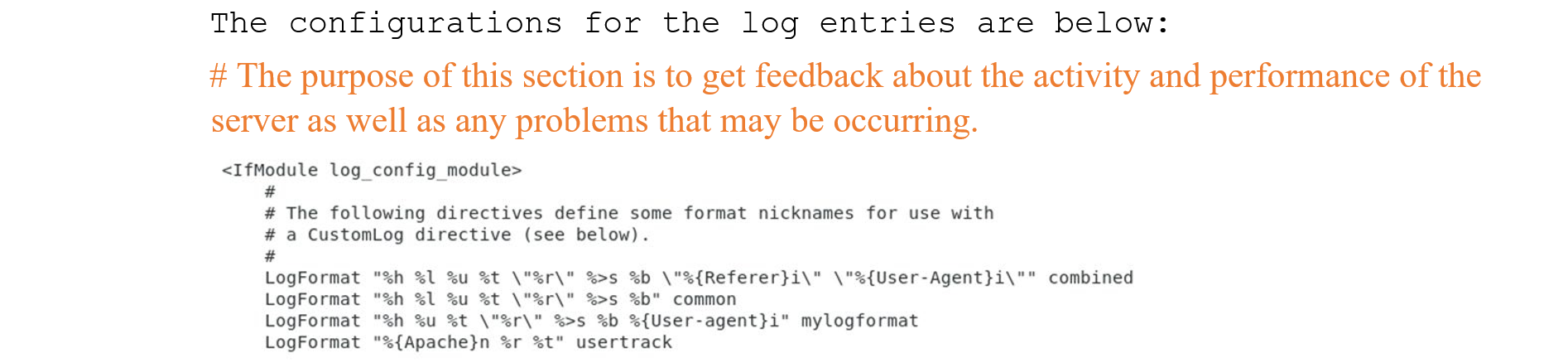 Solved The configurations for the log entries are below: # | Chegg.com