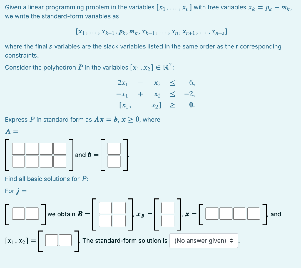 Given a linear programming problem in the variables | Chegg.com