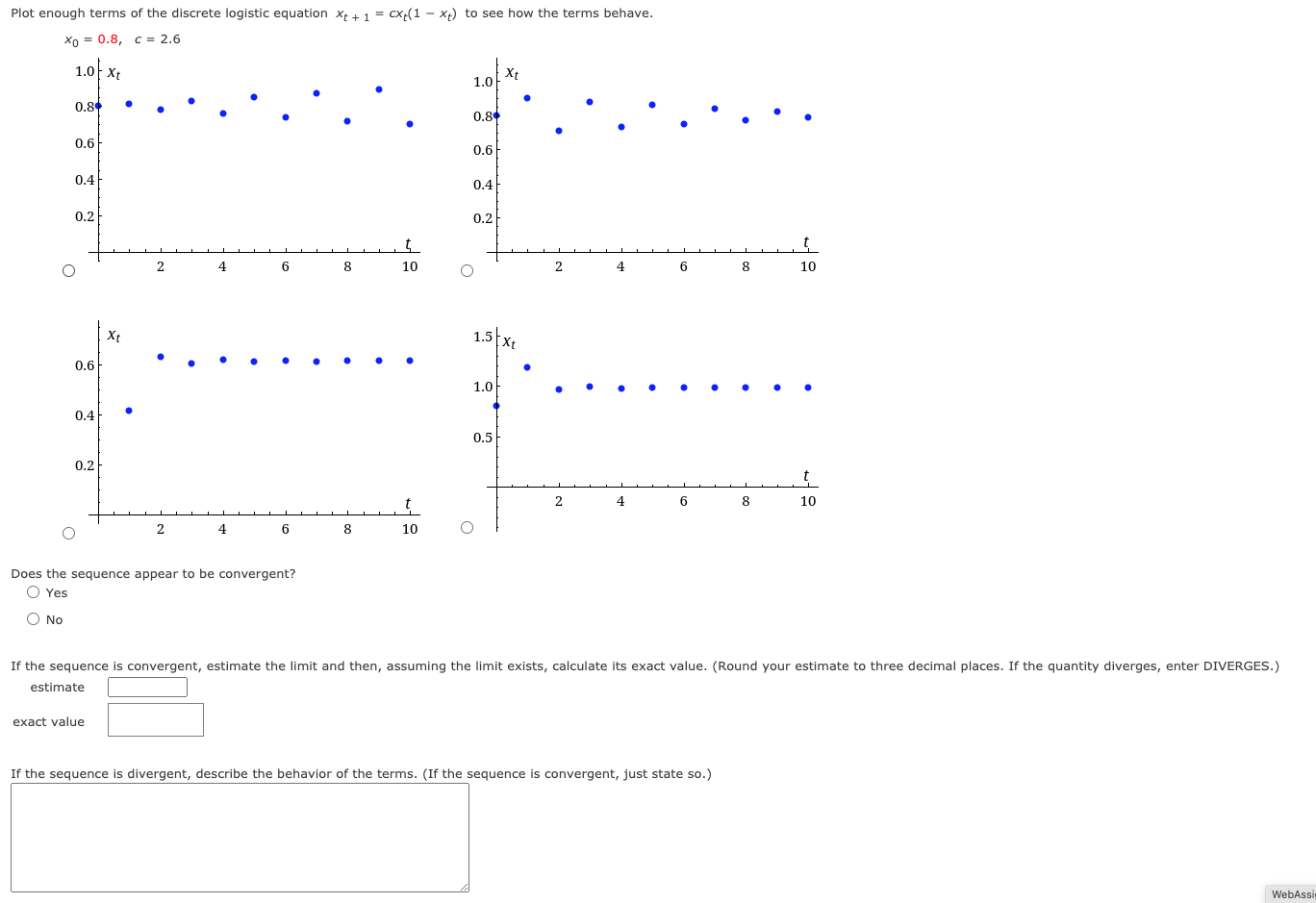 Solved Plot enough terms of the discrete logistic equation | Chegg.com