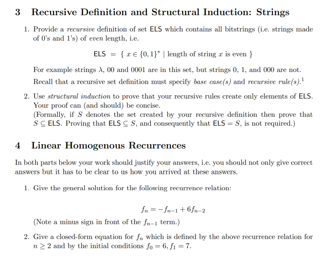 3 Recursive Definition and Structural Induction: | Chegg.com