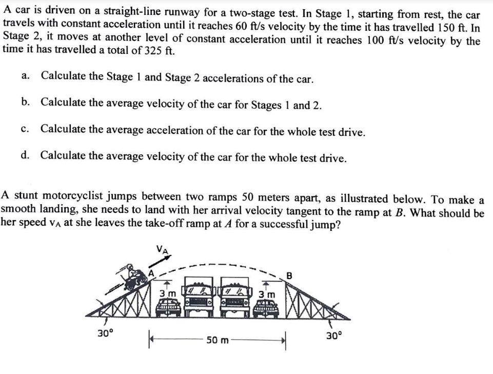 Solved A car is driven on a straight-line runway for a | Chegg.com