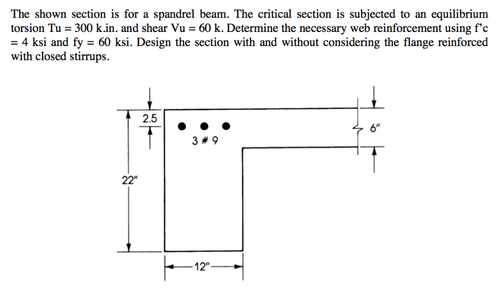 Solved The shown section is for a spandrel beam. The | Chegg.com