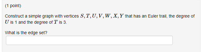 Solved (1 point) Construct a simple graph with vertices | Chegg.com