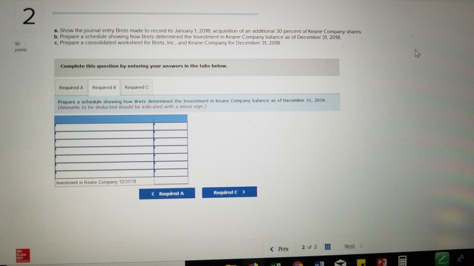Solved 2 On January 1, 2017, Bretz, Inc. acquired 60 percent | Chegg.com