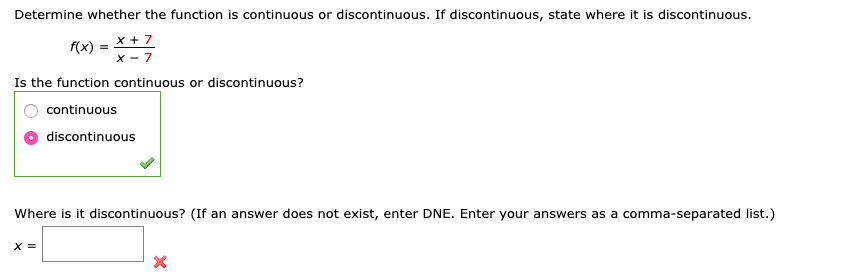 Solved Determine whether the function is continuous or | Chegg.com