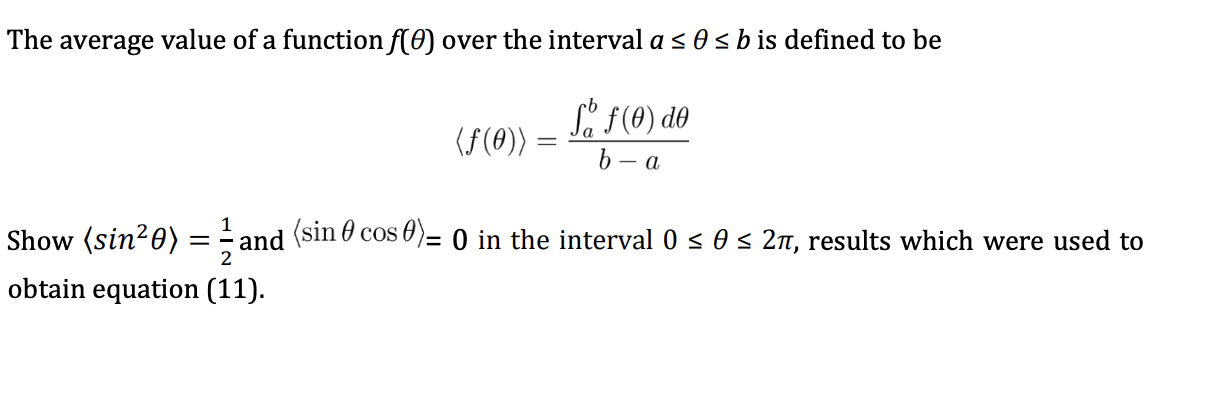 Solved The average value of a function f(θ) over the | Chegg.com