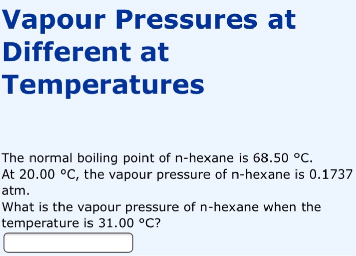 Solved Vapour Pressures at Different at Temperatures The | Chegg.com