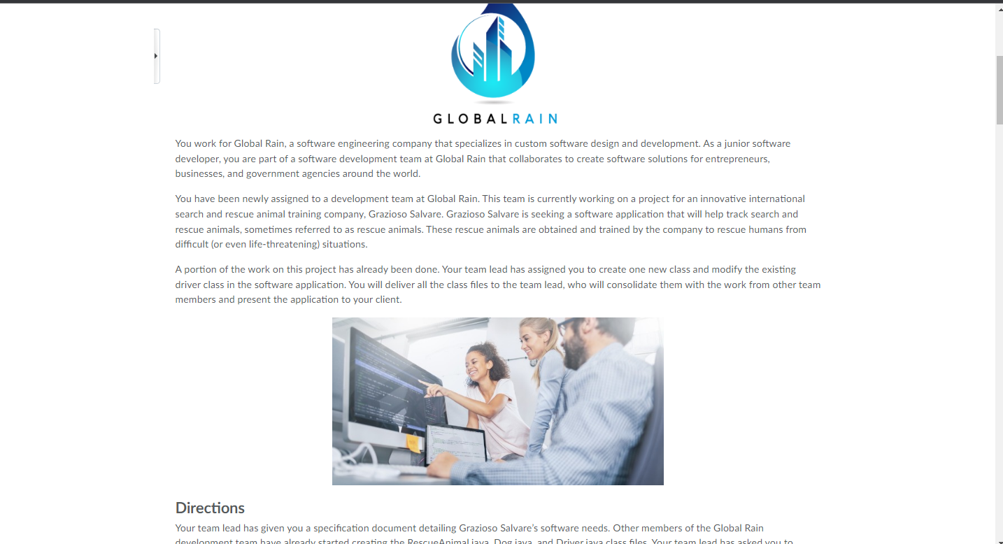 Solved GLOBAL RAIN You work for Global Rain, a software | Chegg.com