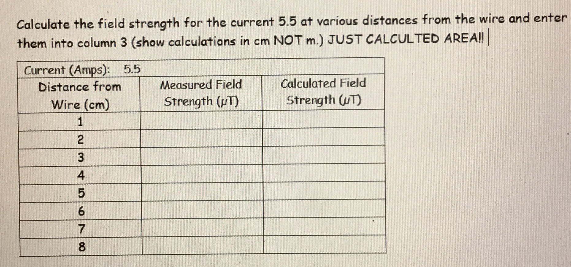 Solved Calculate the field strength for the current 5.5 ﻿at | Chegg.com