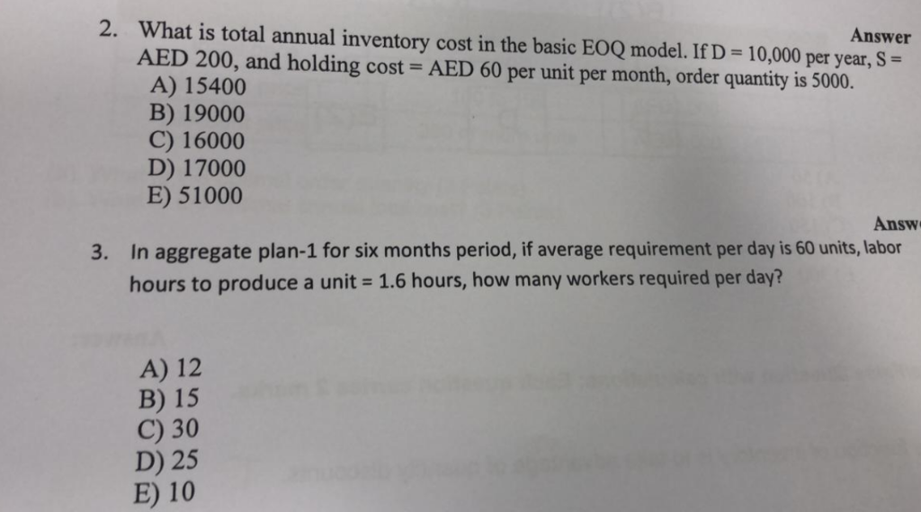 Solved 2. What is total annual inventory cost in the basic | Chegg.com