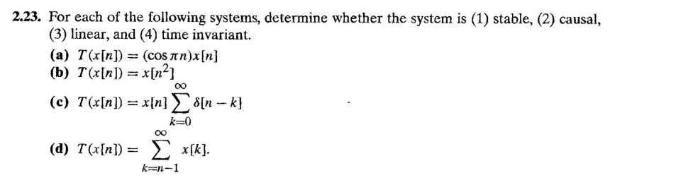 Solved 2.23. For each of the following systems, determine | Chegg.com