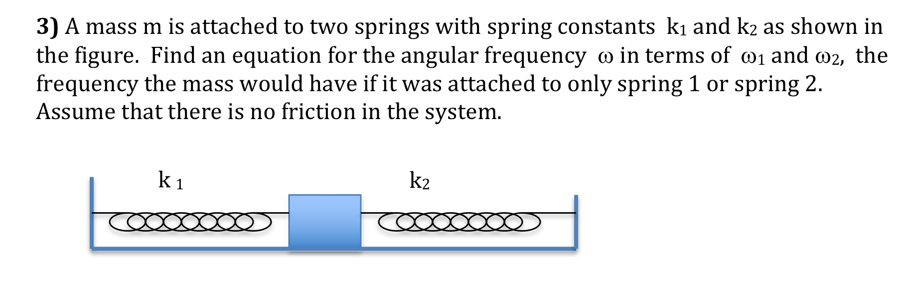 Solved 3) A mass m is attached to two springs with spring | Chegg.com