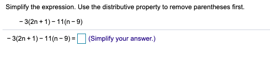 Solved Simplify the expression. Use the distributive | Chegg.com