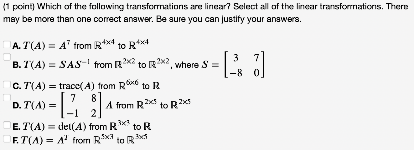 [Solved]: (1 point) Let V be a vector space, and T : V V