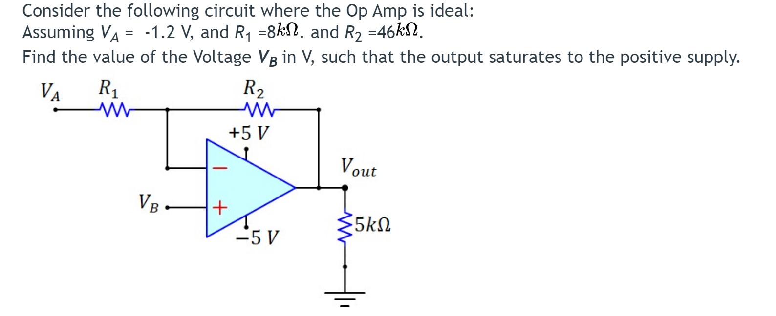 Solved Consider the following circuit where the Op Amp is | Chegg.com
