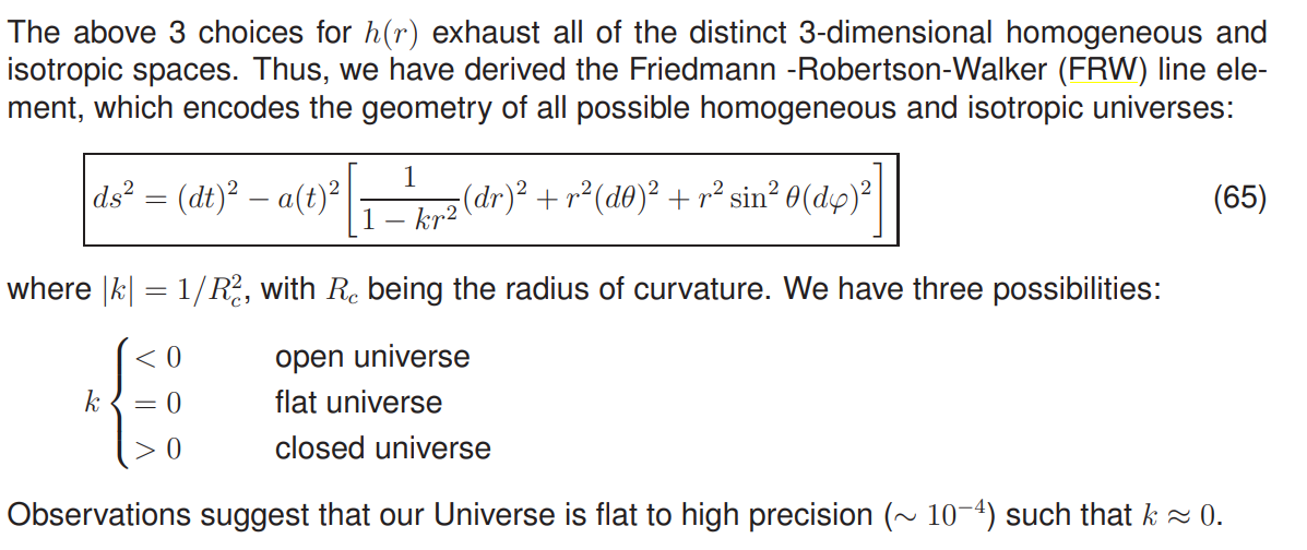 Solved 3. The Friedmann-Robertson-Walker (FRW) line element | Chegg.com