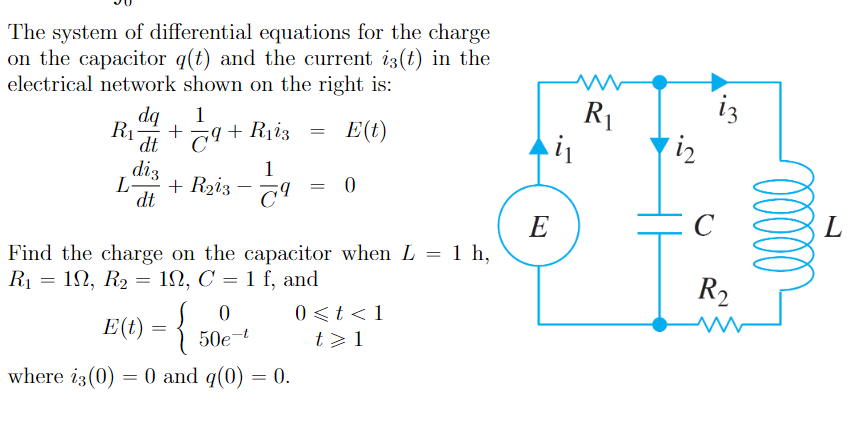 Solved The system of differential equations for the charge | Chegg.com