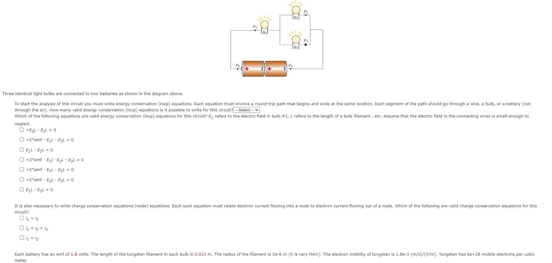 Solved ree identical light bulbs are connected to two | Chegg.com