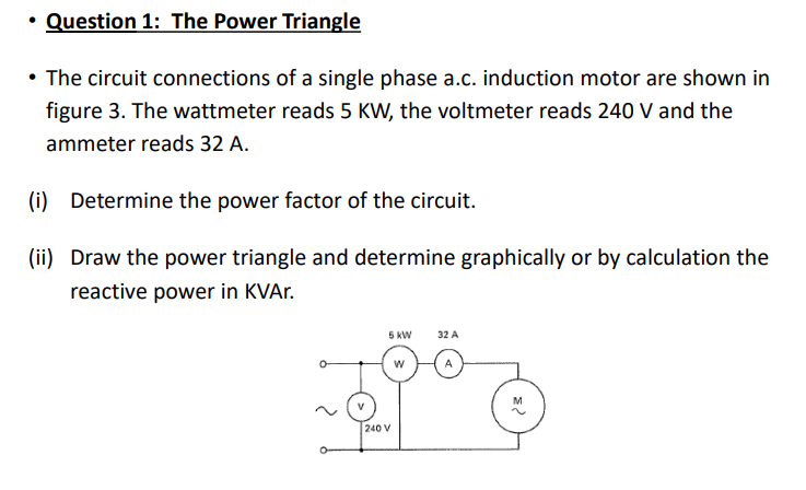 Solved Question 1: The Power Triangle • The circuit | Chegg.com