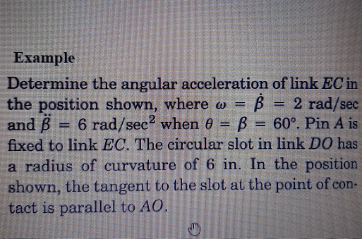 Example Determine the angular acceleration of link EC | Chegg.com