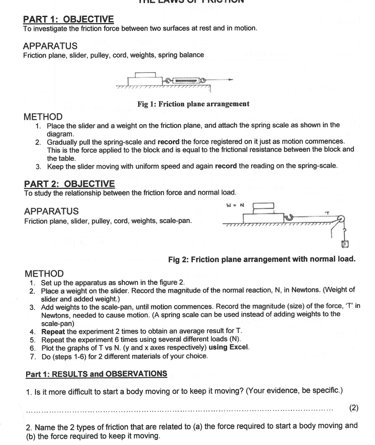 Solved PART 1: OBJECTIVE To investigate the friction force | Chegg.com