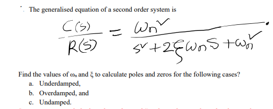 Solved The generalised equation of a second order system is | Chegg.com