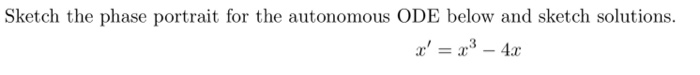 Solved Sketch the phase portrait for the autonomous ODE | Chegg.com