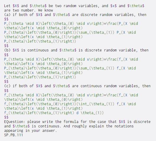 Solved Let $X$ and $\theta$ be two random variables, and $x$ | Chegg.com