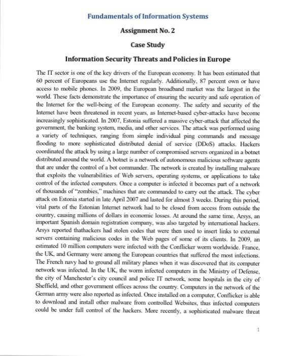 Solved Fundamentals of Information Systems Assignment No. 2 | Chegg.com