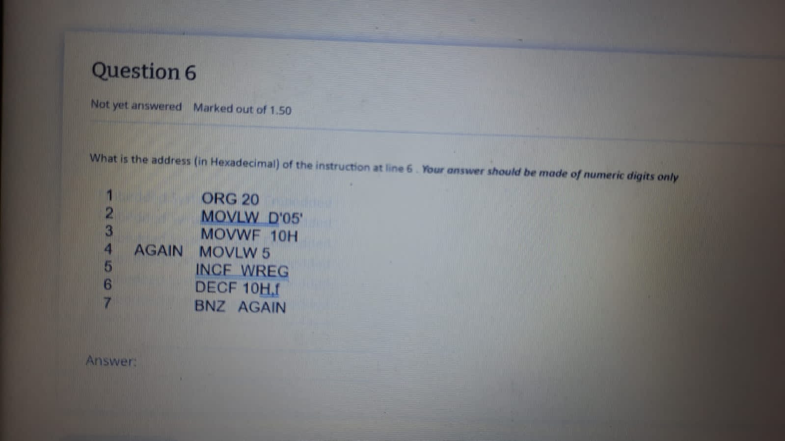 Solved What is the address (in Hexadecimal) of the | Chegg.com