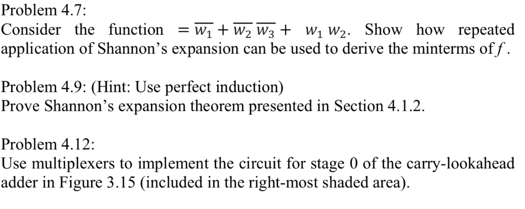 Solved Problem 4.7: Consider the functionW2 W3 W1 W2. Show | Chegg.com