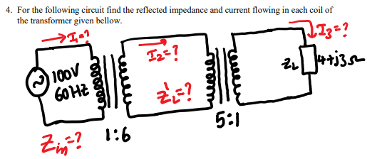 Solved 4. For the following circuit find the reflected | Chegg.com