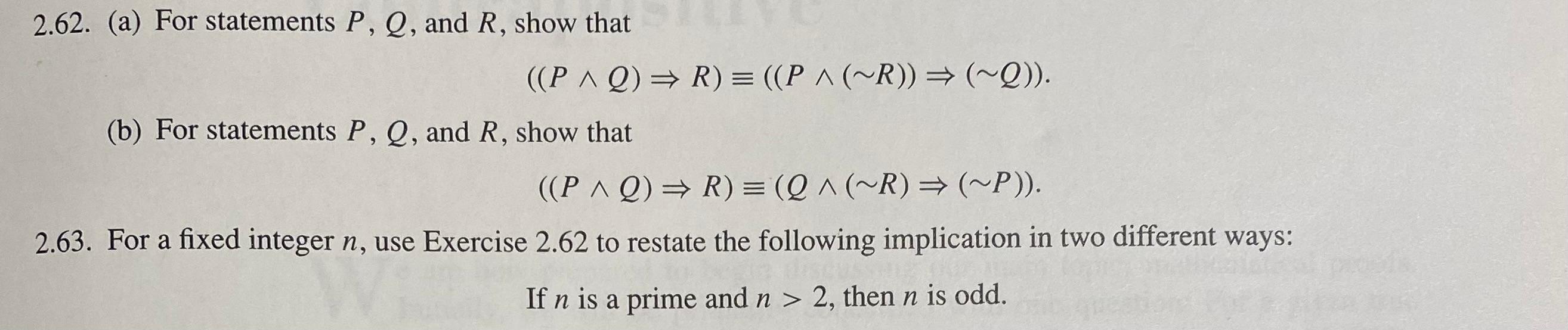 Solved 2.62. (a) For statements P,Q, and R, show that | Chegg.com