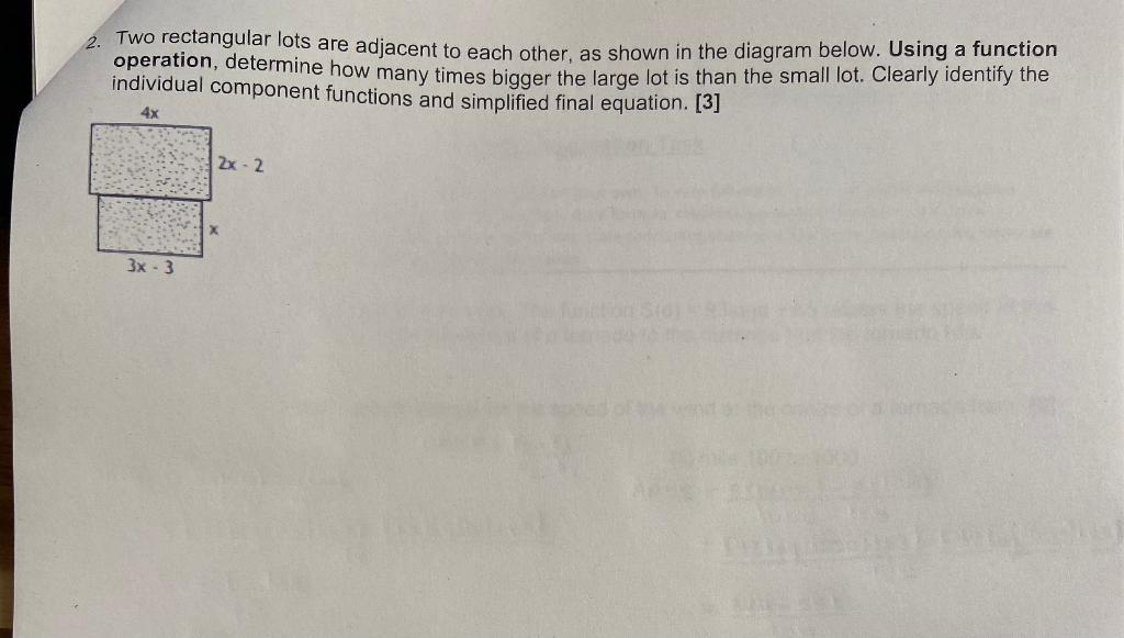 Solved 2. Two rectangular lots are adjacent to each other, | Chegg.com