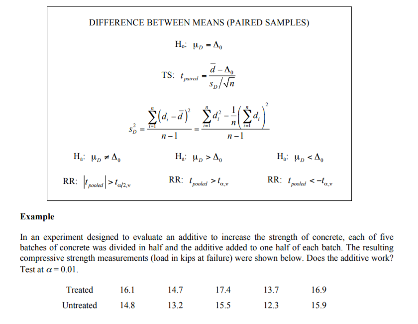 Solved DIFFERENCE BETWEEN MEANS (PAIRED SAMPLES) Ho: up = A. | Chegg.com