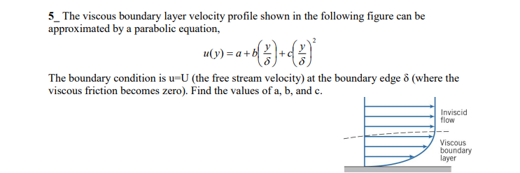 Solved 5_ The viscous boundary layer velocity profile shown | Chegg.com