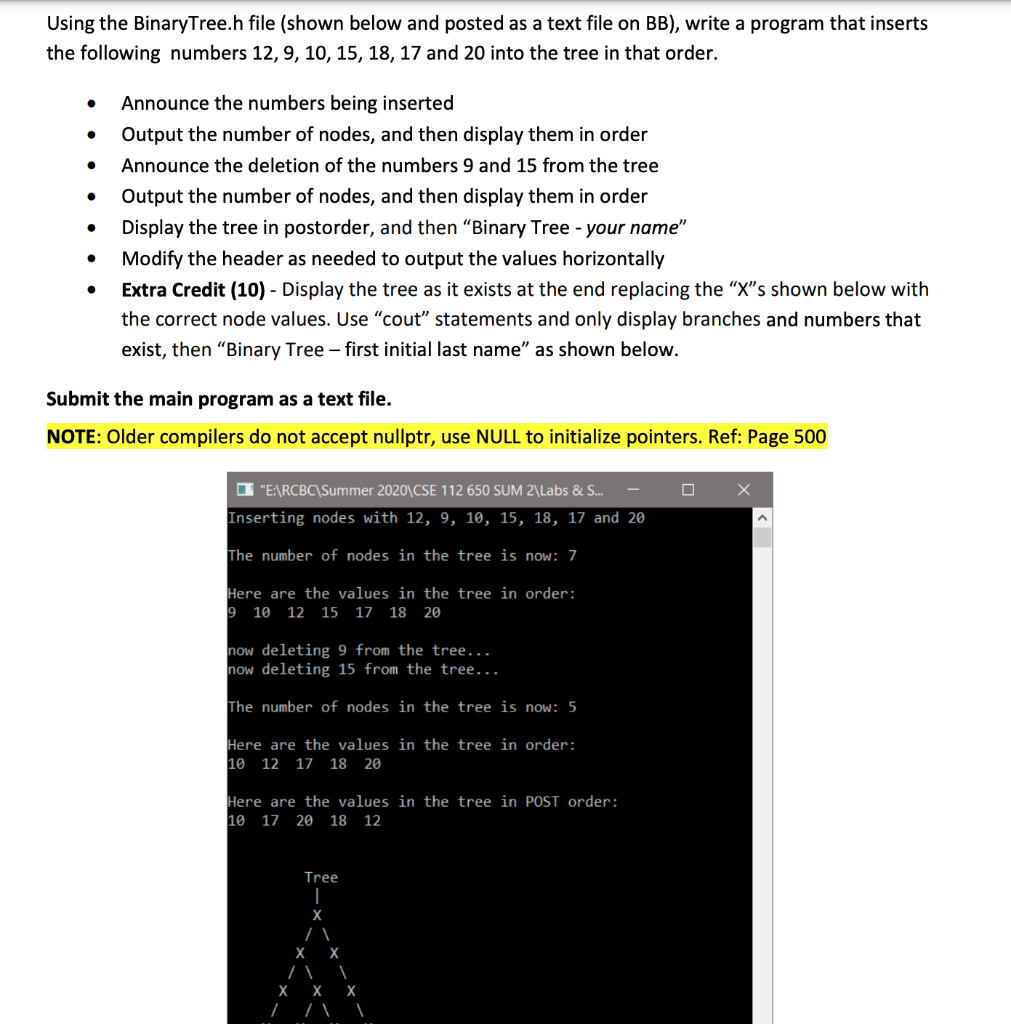 Solved Binary Tree Template Ifndef Binarytreeh Define 9252