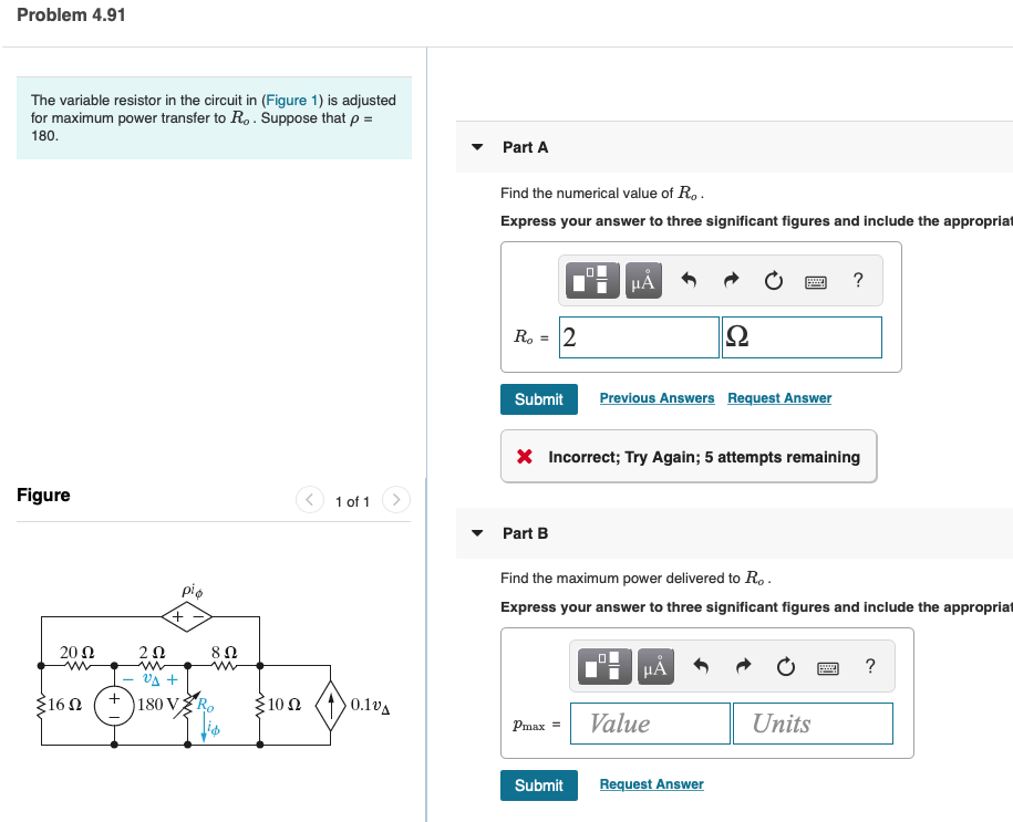 Solved Problem 4.91 The variable resistor in the circuit in | Chegg.com