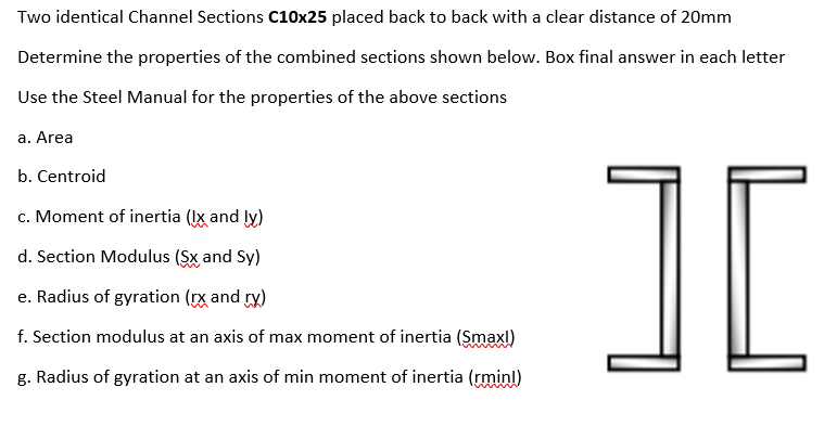 Solved Two identical Channel Sections C10x25 placed back to | Chegg.com