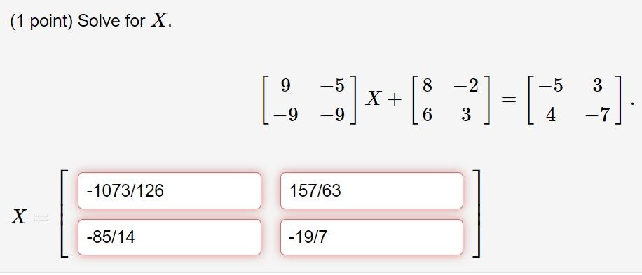 Solved (1 point) Solve for X. | Chegg.com